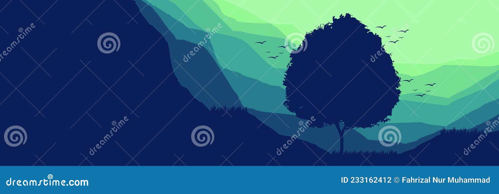 Forest at Mountain Cliff Flat Design Vector Banner Stock Vector ...