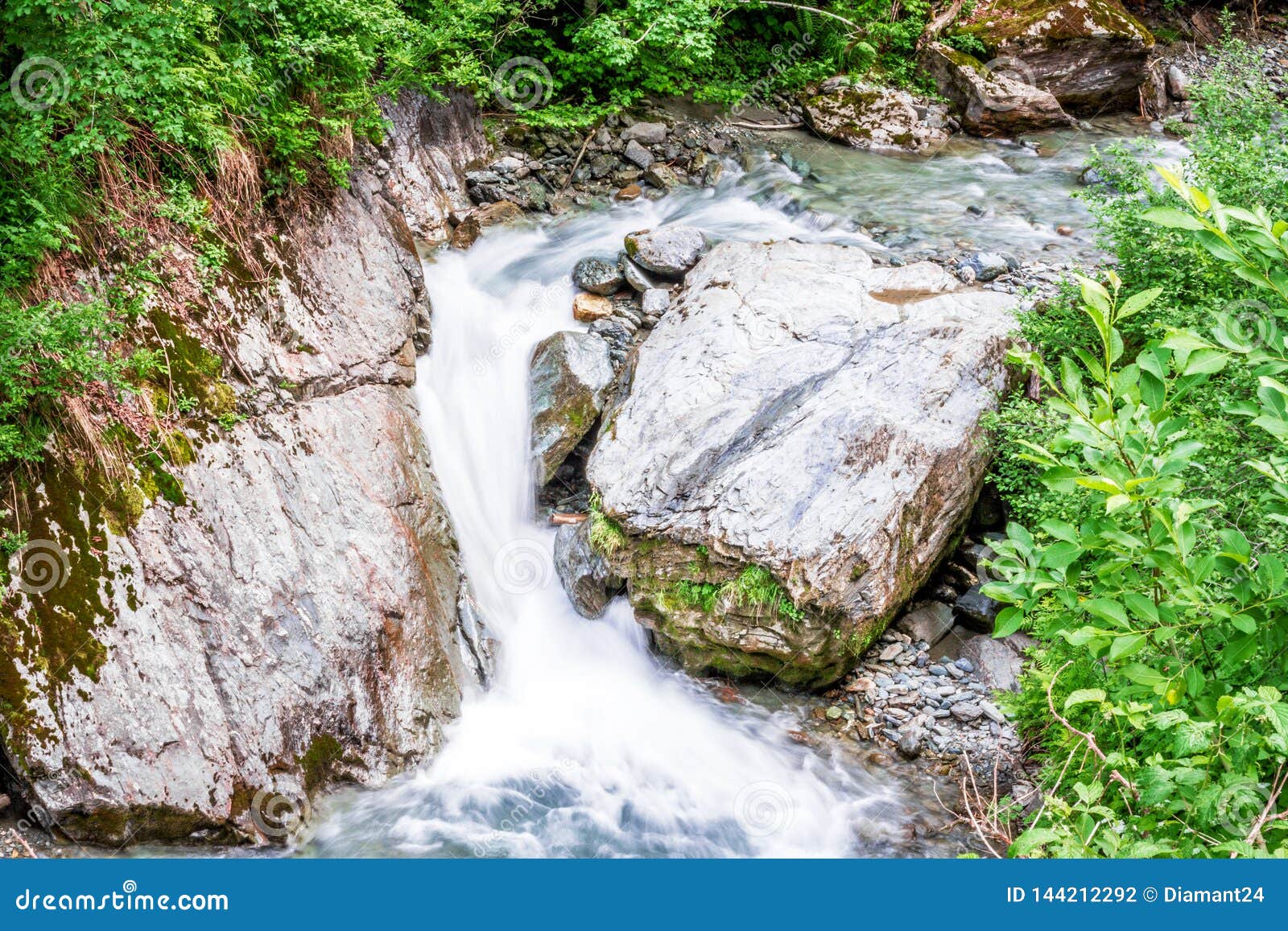 Forest Mountain River Running Over Rocks Stock Photo - Image of fresh ...