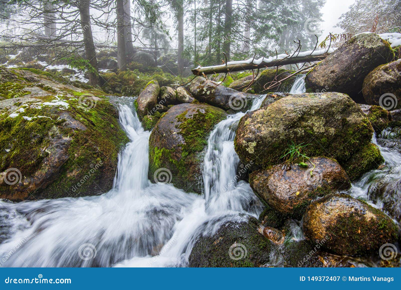 Forest Mountain River with Waterfall Over the Rocks Stock Image - Image ...