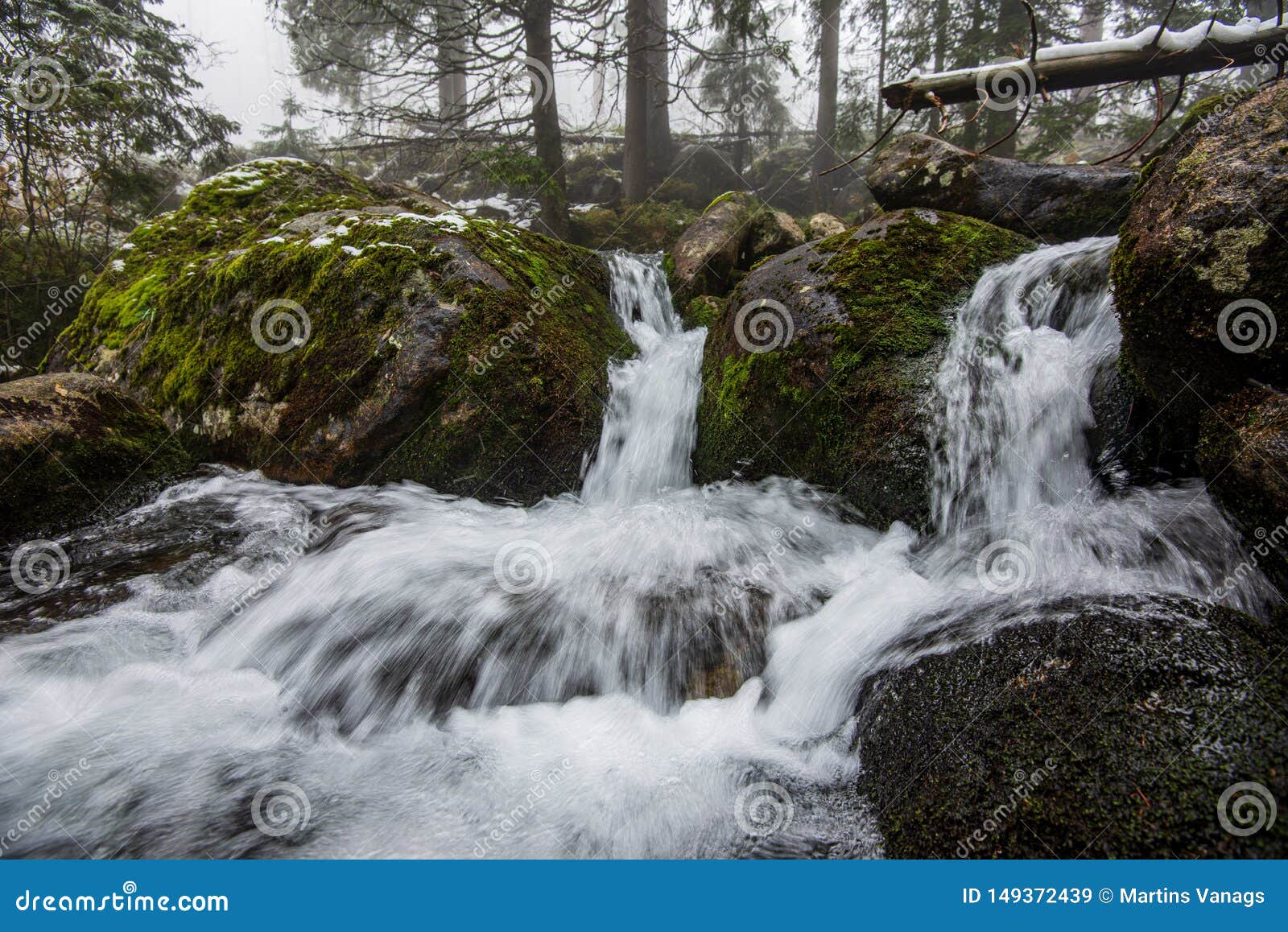 Forest Mountain River with Waterfall Over the Rocks Stock Image - Image ...