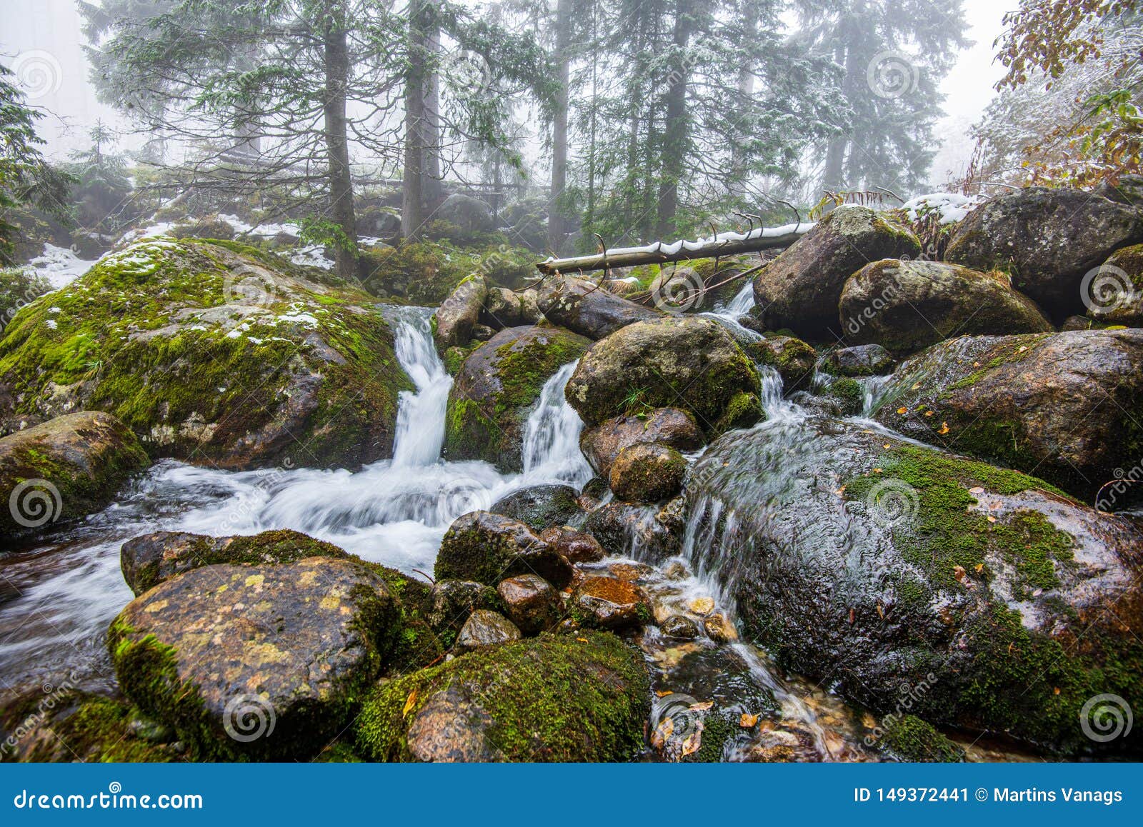 Forest Mountain River with Waterfall Over the Rocks Stock Image - Image ...