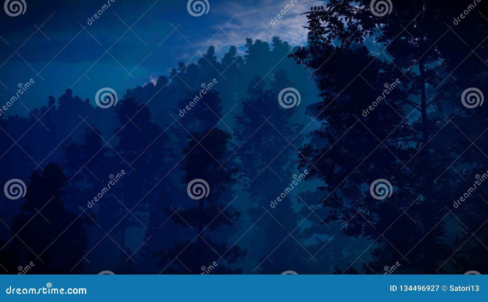 Forest in the Mountains at Dusk 3d Rendering Stock Image - Image of ...