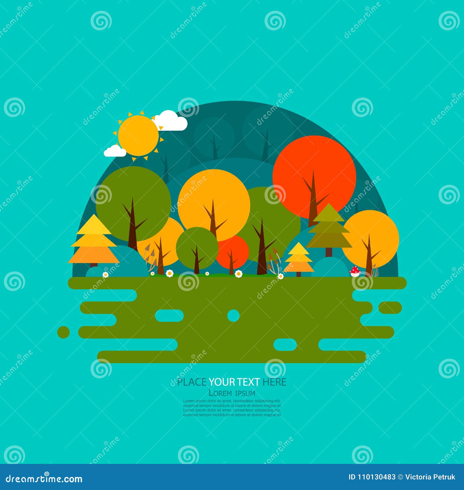 Nature Scene. Forest. Flat Design Vector Stock Vector - Illustration of ...