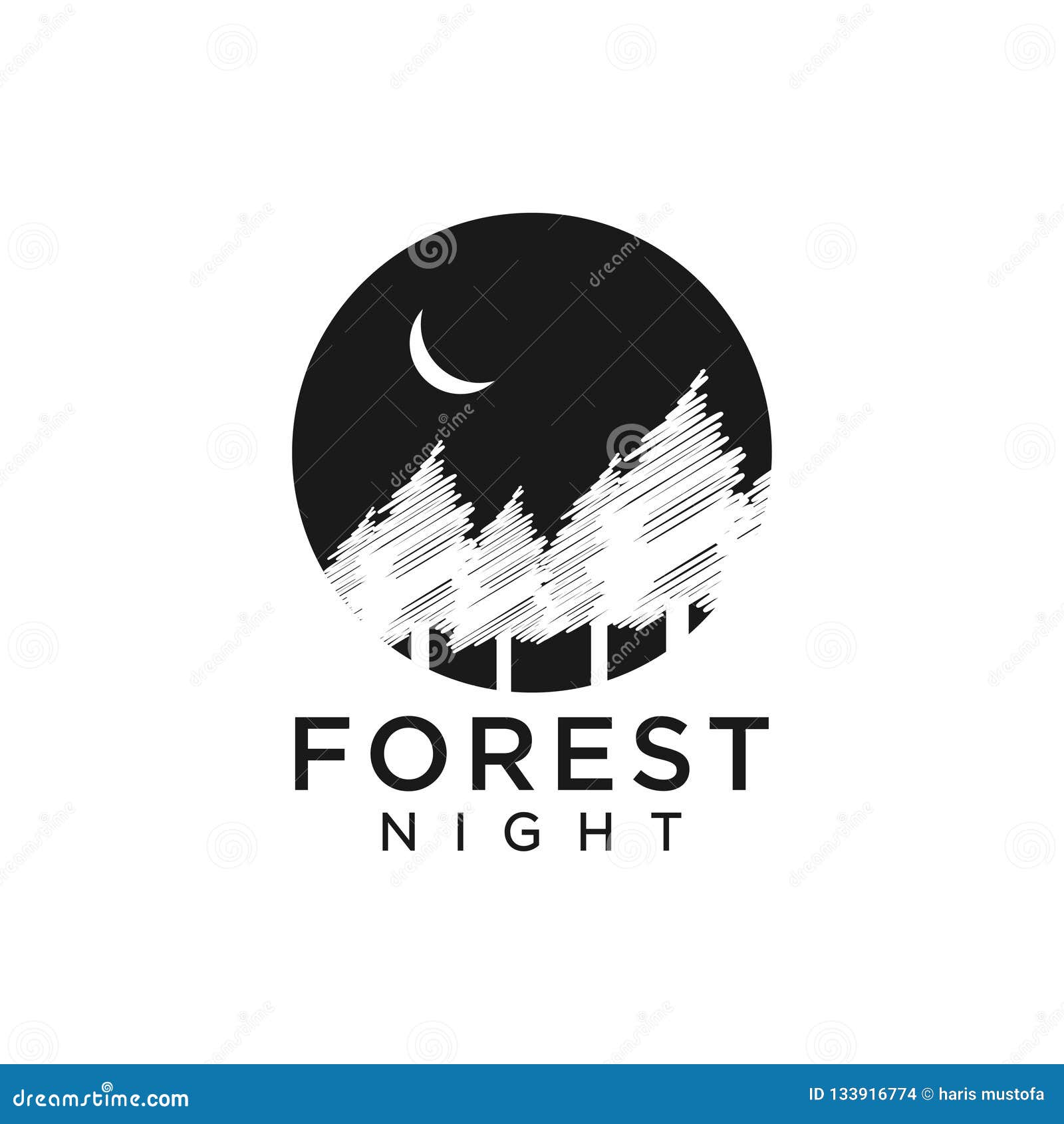 Forest Night Logo Design Template Vector Illustration Stock Vector ...