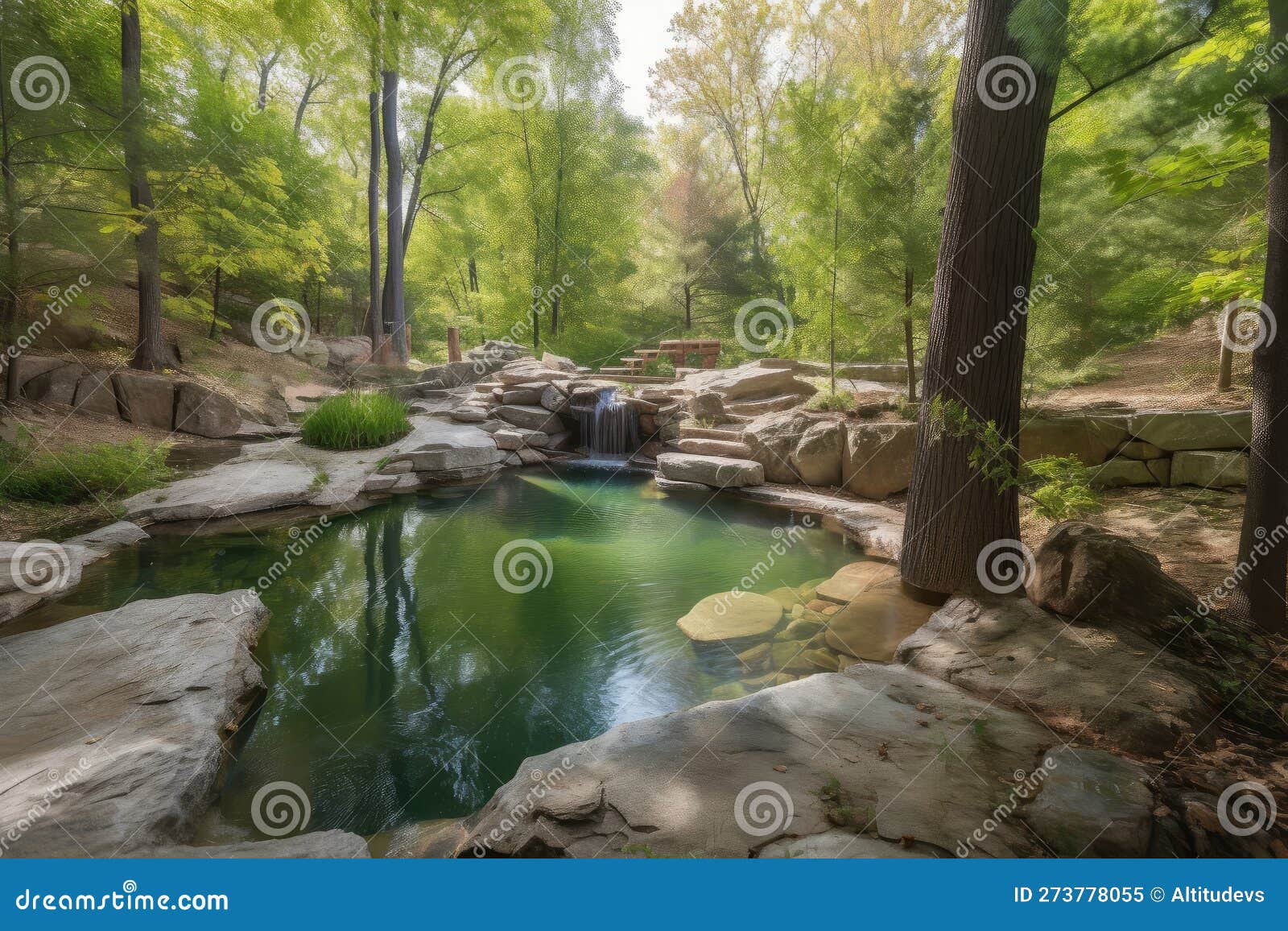 Forest Oasis with Cascading Waterfall and Natural Pool Stock ...