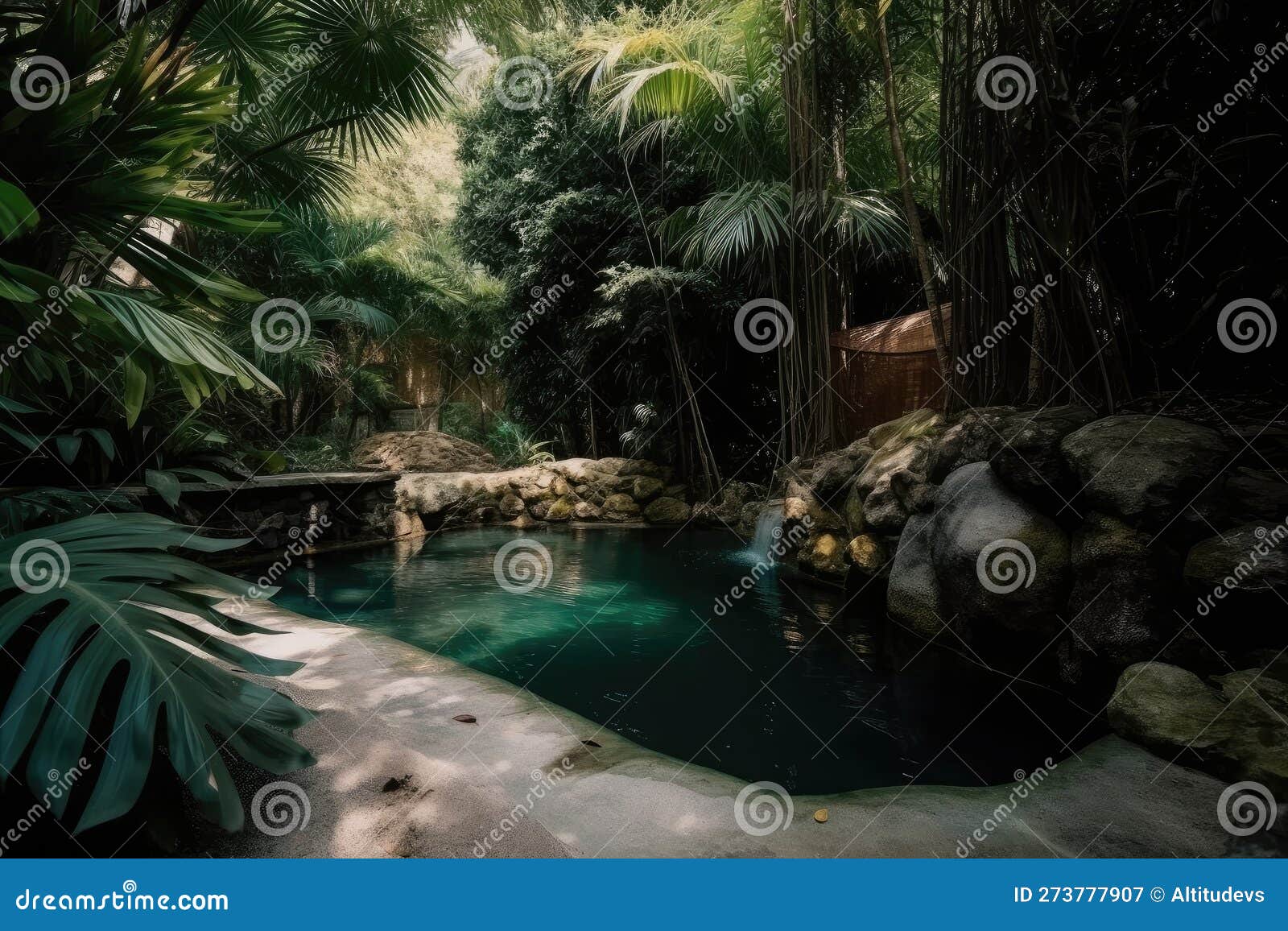 Forest Oasis with Rushing Waterfall and Peaceful Pool Stock ...