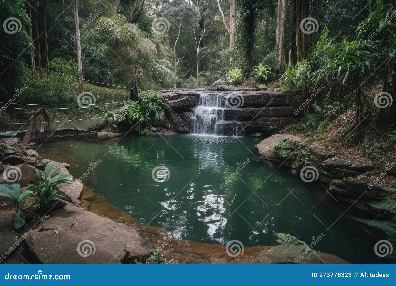 Forest Oasis, with Waterfall Cascading into Natural Pool Stock Image ...
