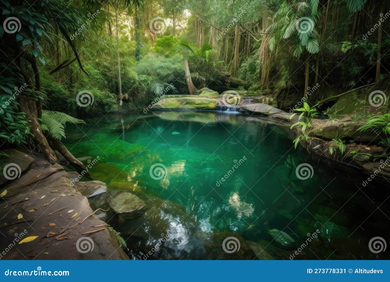Forest Oasis, with Waterfall Cascading into Natural Pool Stock Image ...