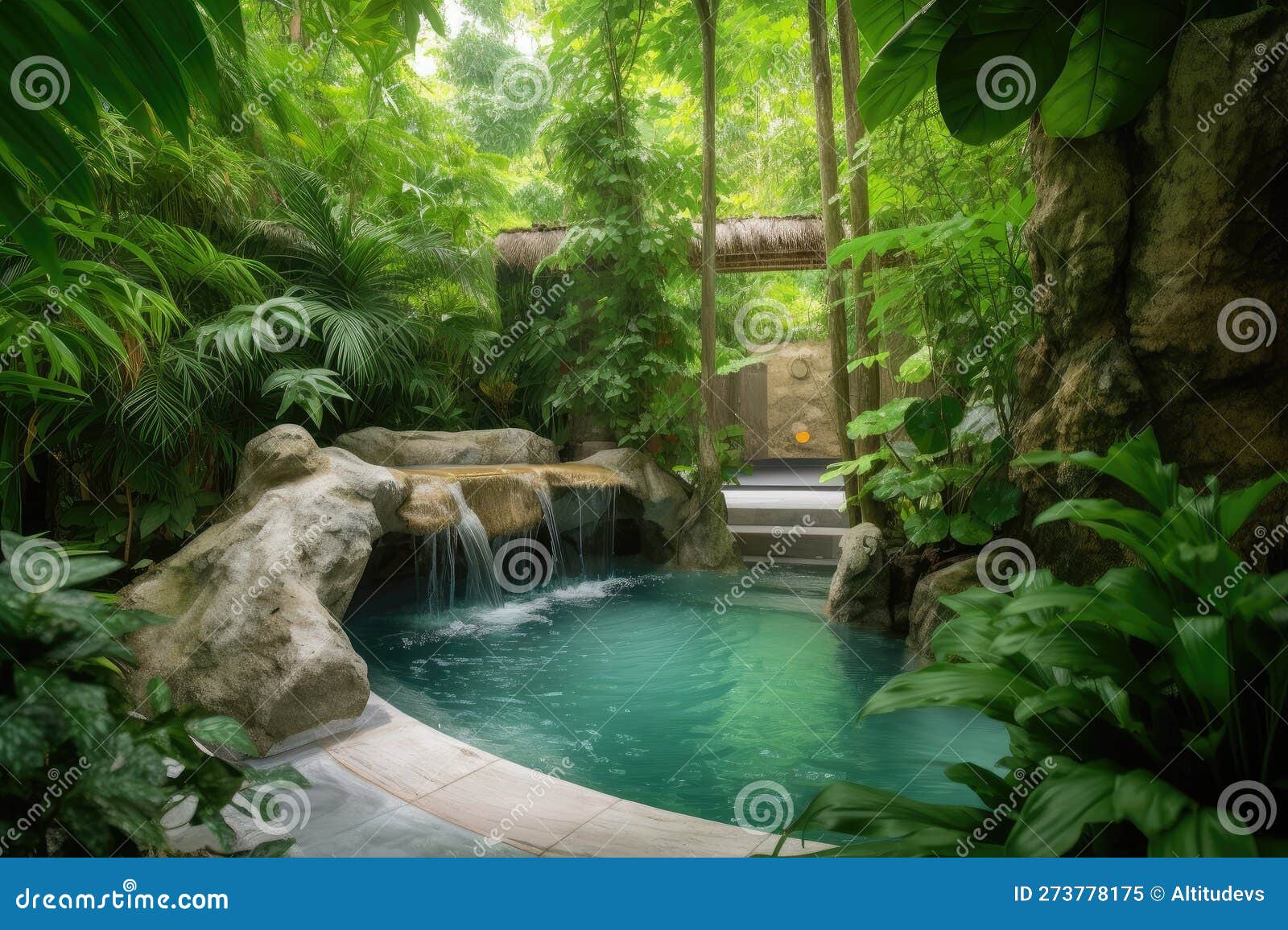 Forest Oasis with Waterfall and Tranquil Pool, Surrounded by Greenery ...