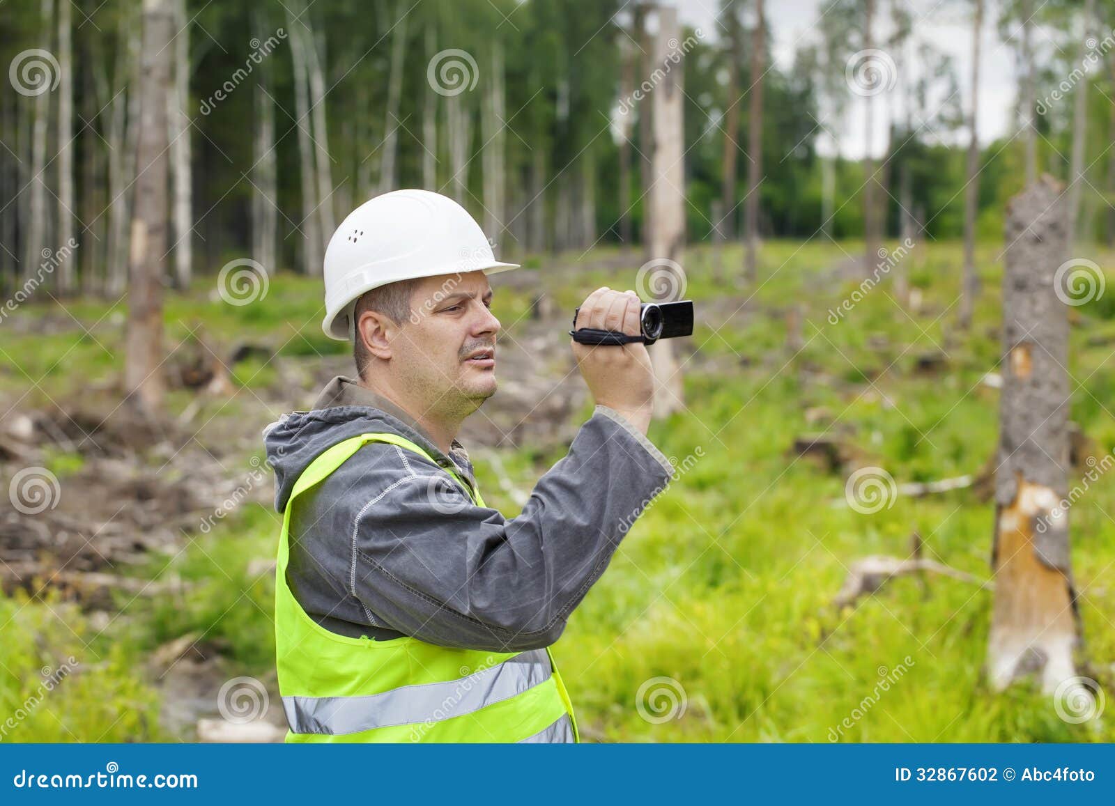 Forest Officer with Camcorder Stock Photo - Image of nature, protection ...