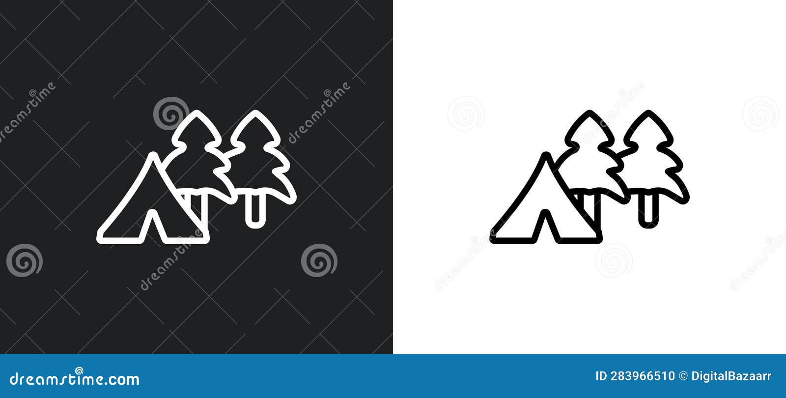 Forest Outline Icon in White and Black Colors. Forest Flat Vector Icon ...