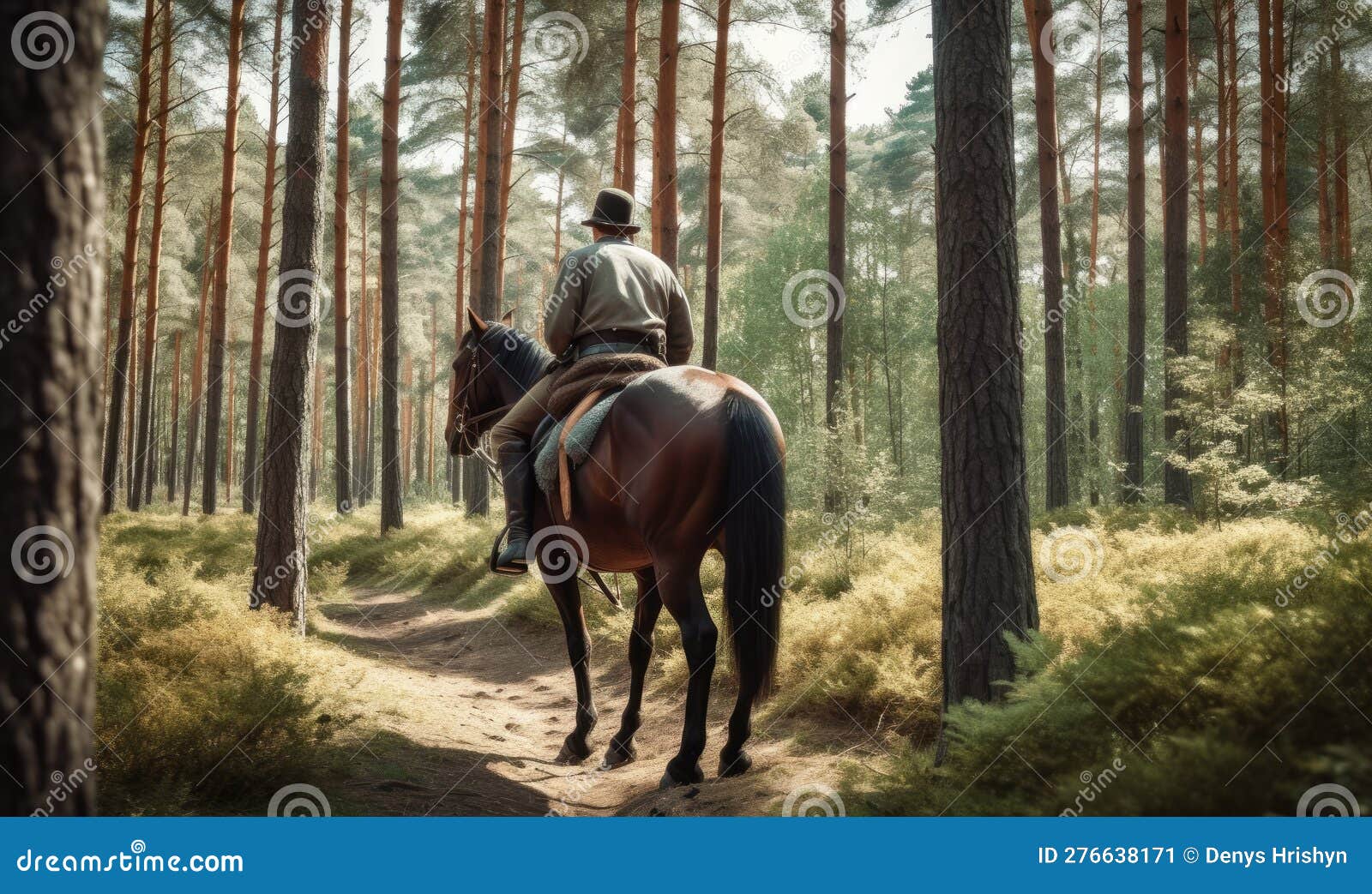 A Forest Path Leads Horse and Its Rider Creating Using Generative AI ...