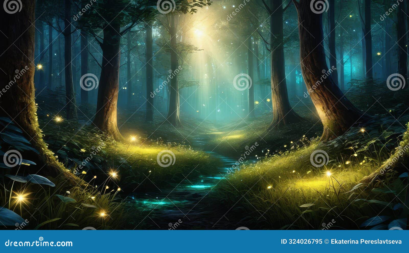 A Forest with a Path that is Lit Up by the Sun Stock Image - Image of ...