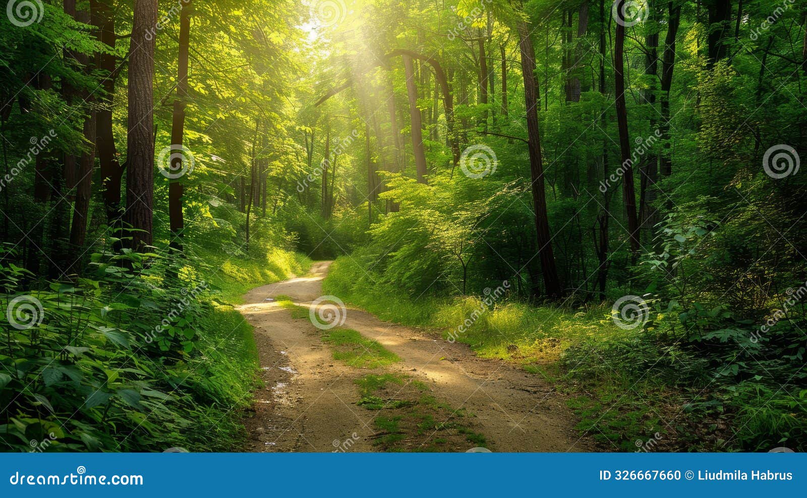 A Forest Path with a Road Running through it Stock Photo - Image of ...