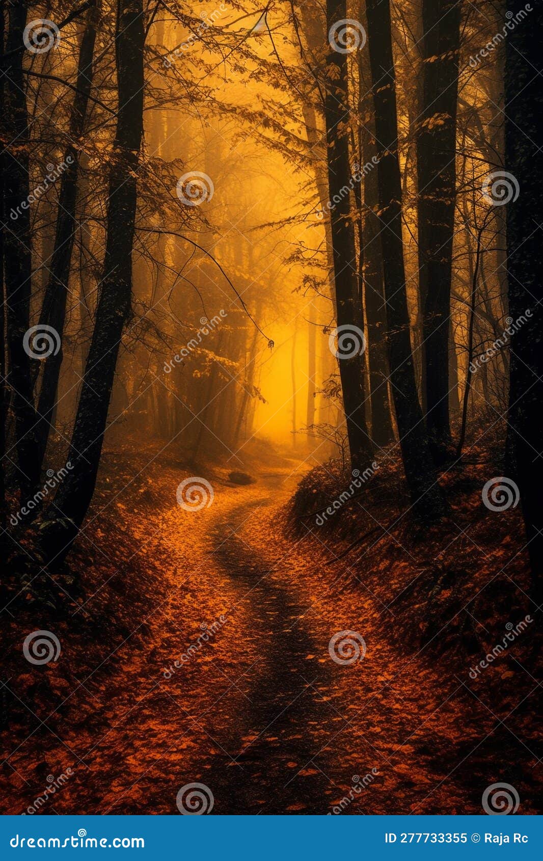Forest Path with Strange Fog Stock Illustration - Illustration of ...