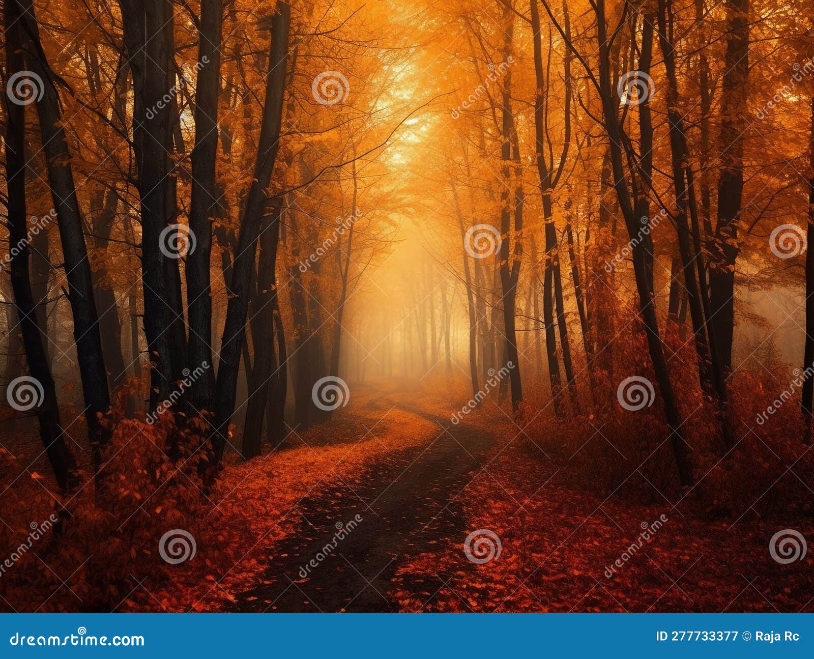 Forest Path with Strange Fog Stock Illustration - Illustration of ...