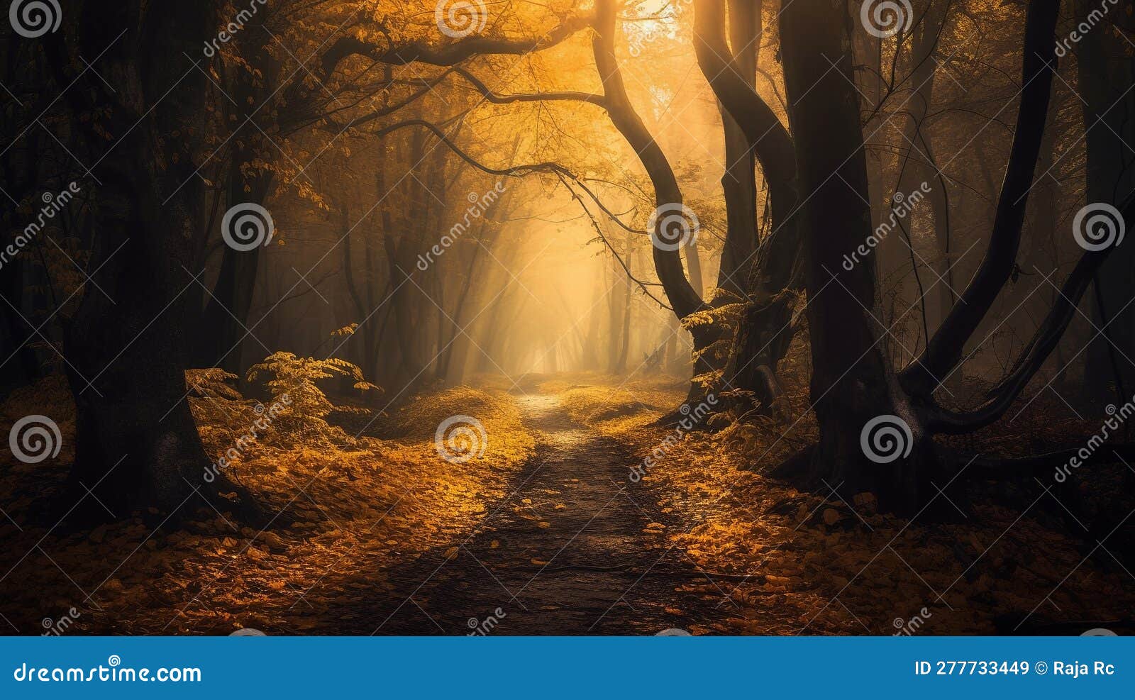 Forest Path with Strange Fog Stock Illustration - Illustration of color ...