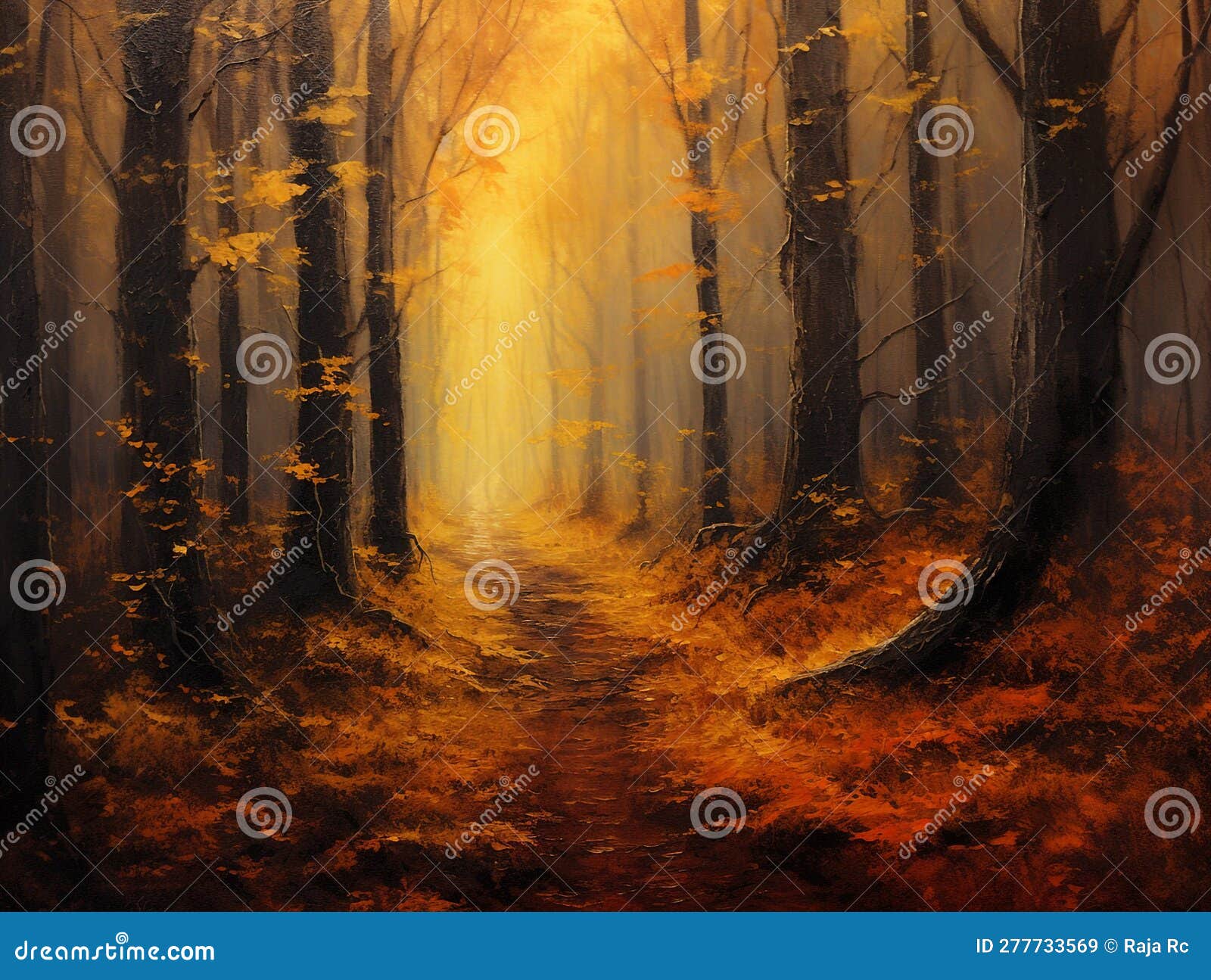 Forest Path with Strange Fog Stock Illustration - Illustration of ...