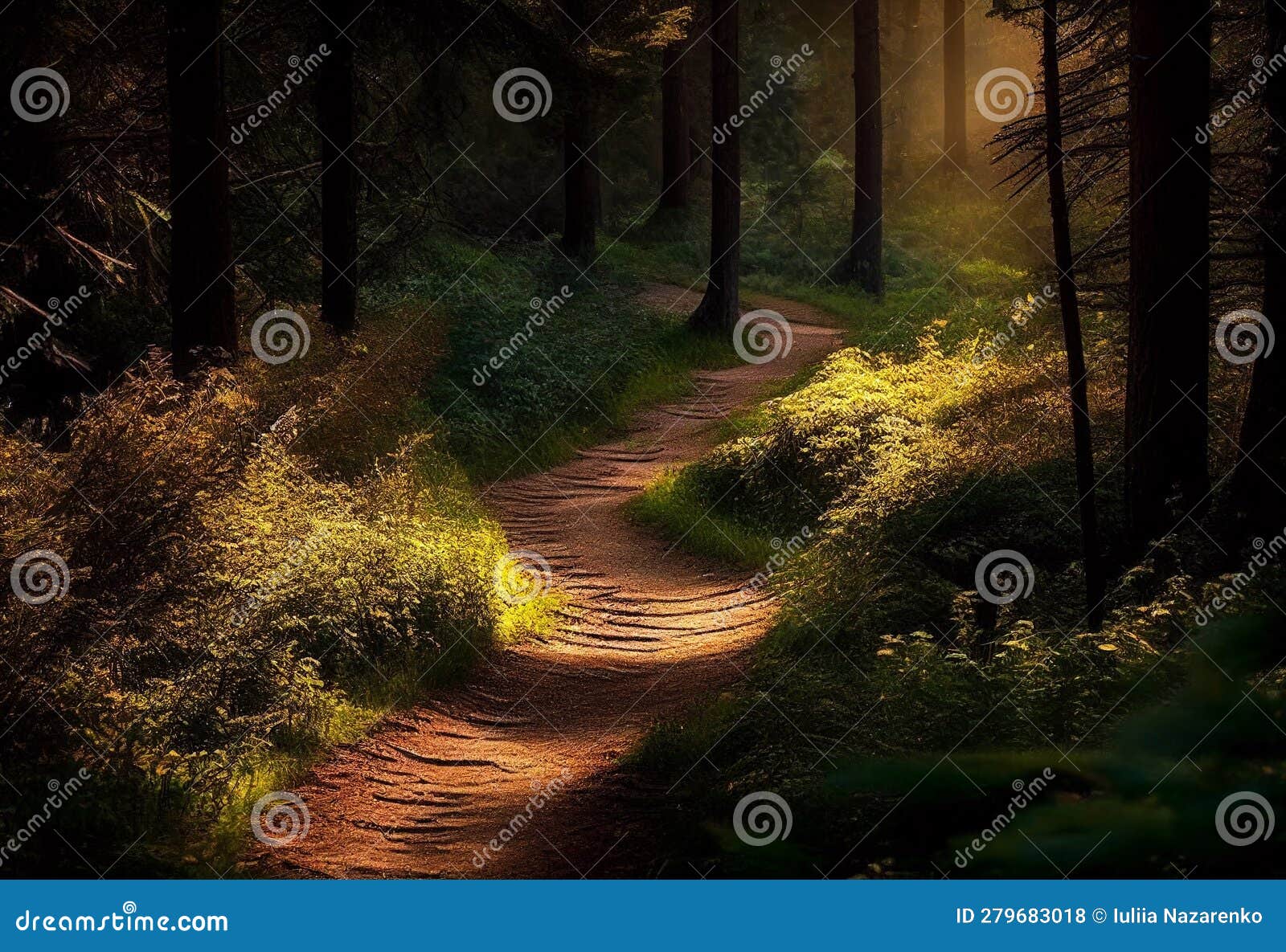 Forest Path in the Sun. AI Generated Stock Illustration - Illustration ...
