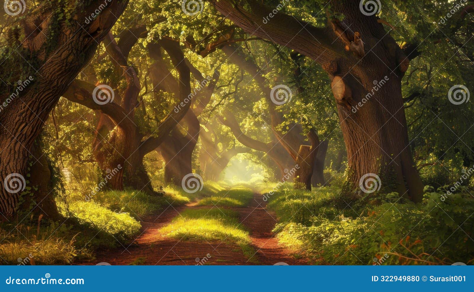 A Forest Path with Trees on Either Side Stock Illustration ...