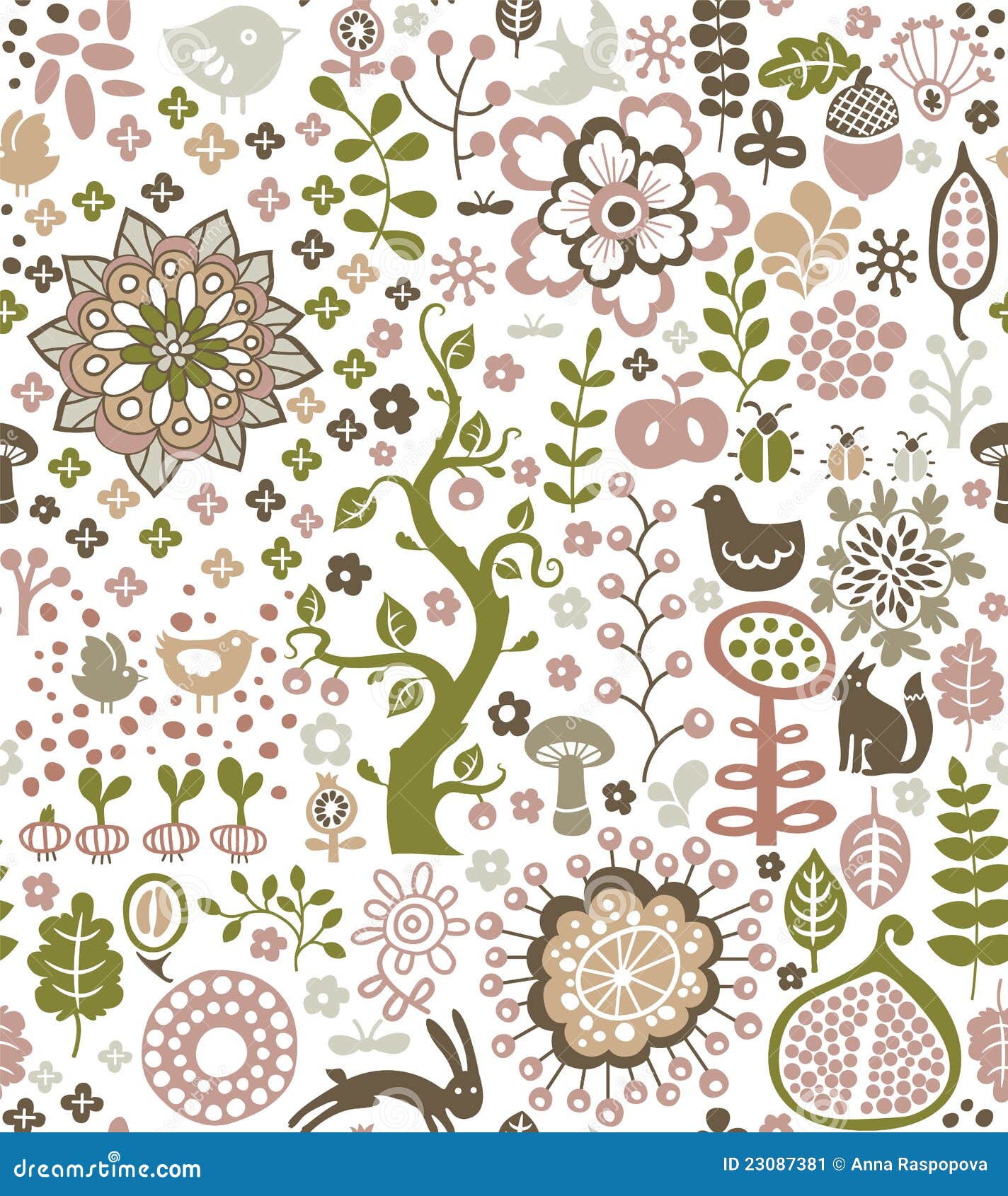 Forest pattern stock vector. Illustration of bird, branch - 23087381