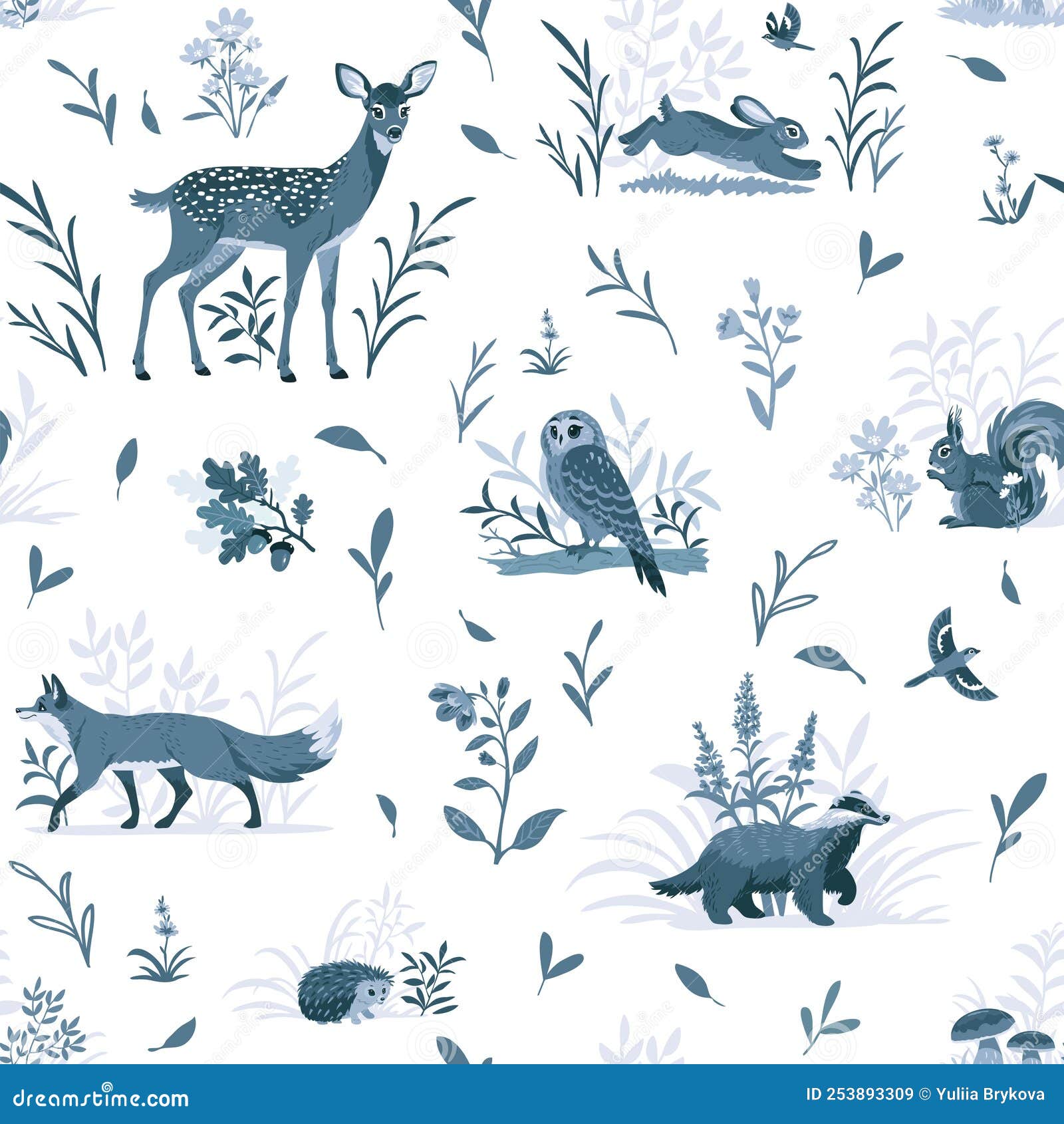 Forest pattern monotone stock vector. Illustration of creative - 253893309