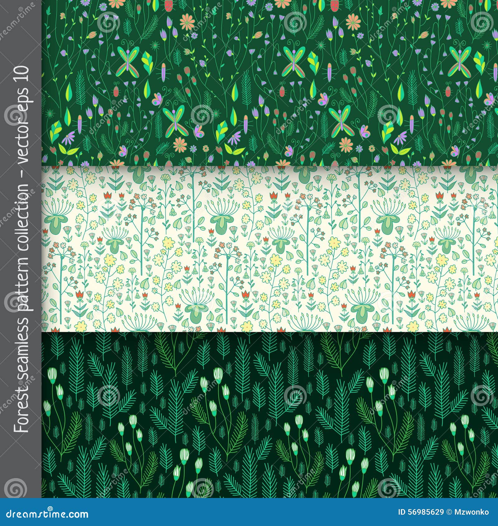 Forest pattern set stock vector. Illustration of elegance - 56985629