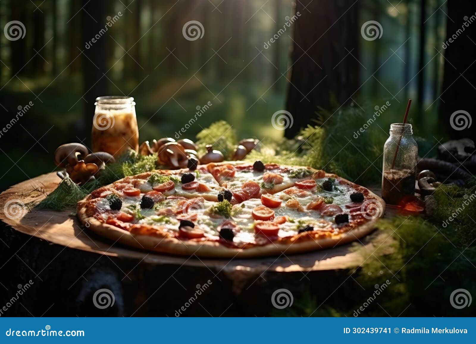 Forest Picnic with Delicious Pizza, Copy Space, Wallpaper Background ...