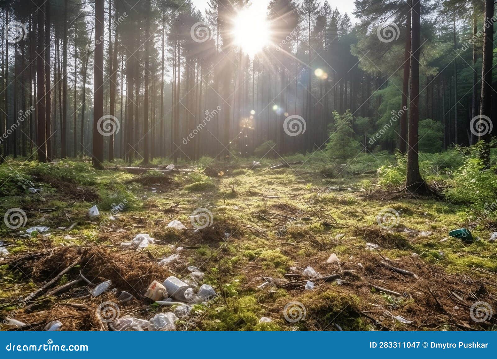 Forest Pollution with Garbage, Environmental, Ecological Disaster ...