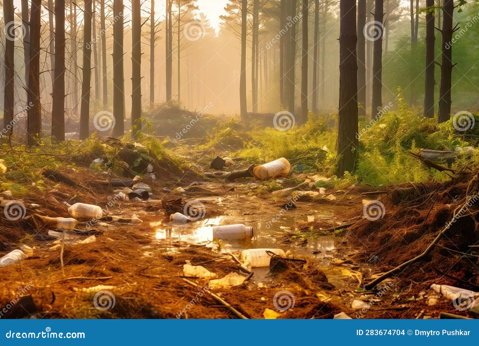 Forest Pollution with Garbage, Environmental, Ecological Disaster ...