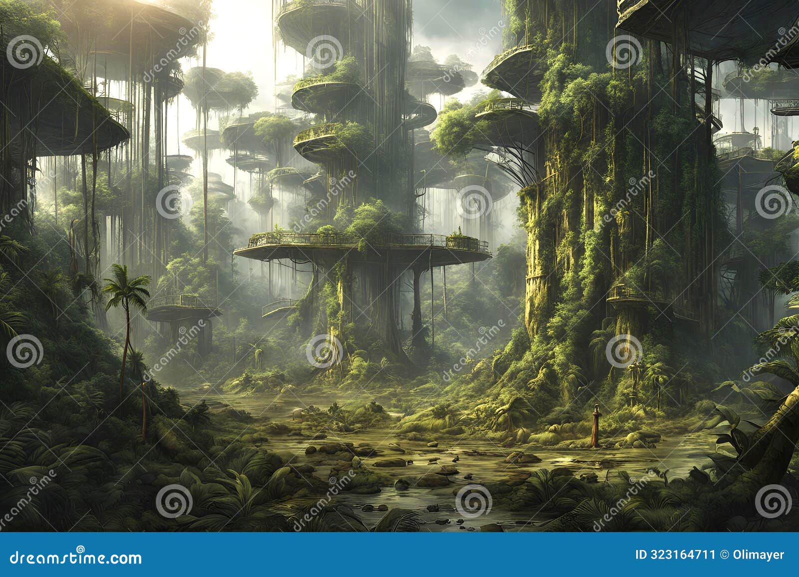 A City in the Future Covered in Greenery. Stock Illustration ...