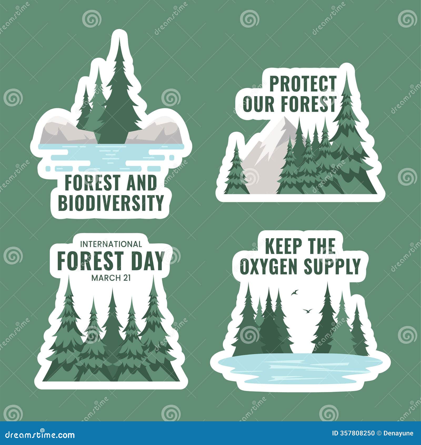 Forest Protection Campaign Social Media Label Illustration Stock ...