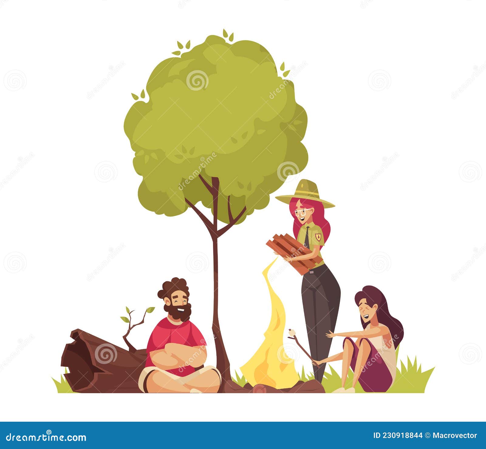 Forest Ranger Cartoon Composition Stock Vector - Illustration of wild ...