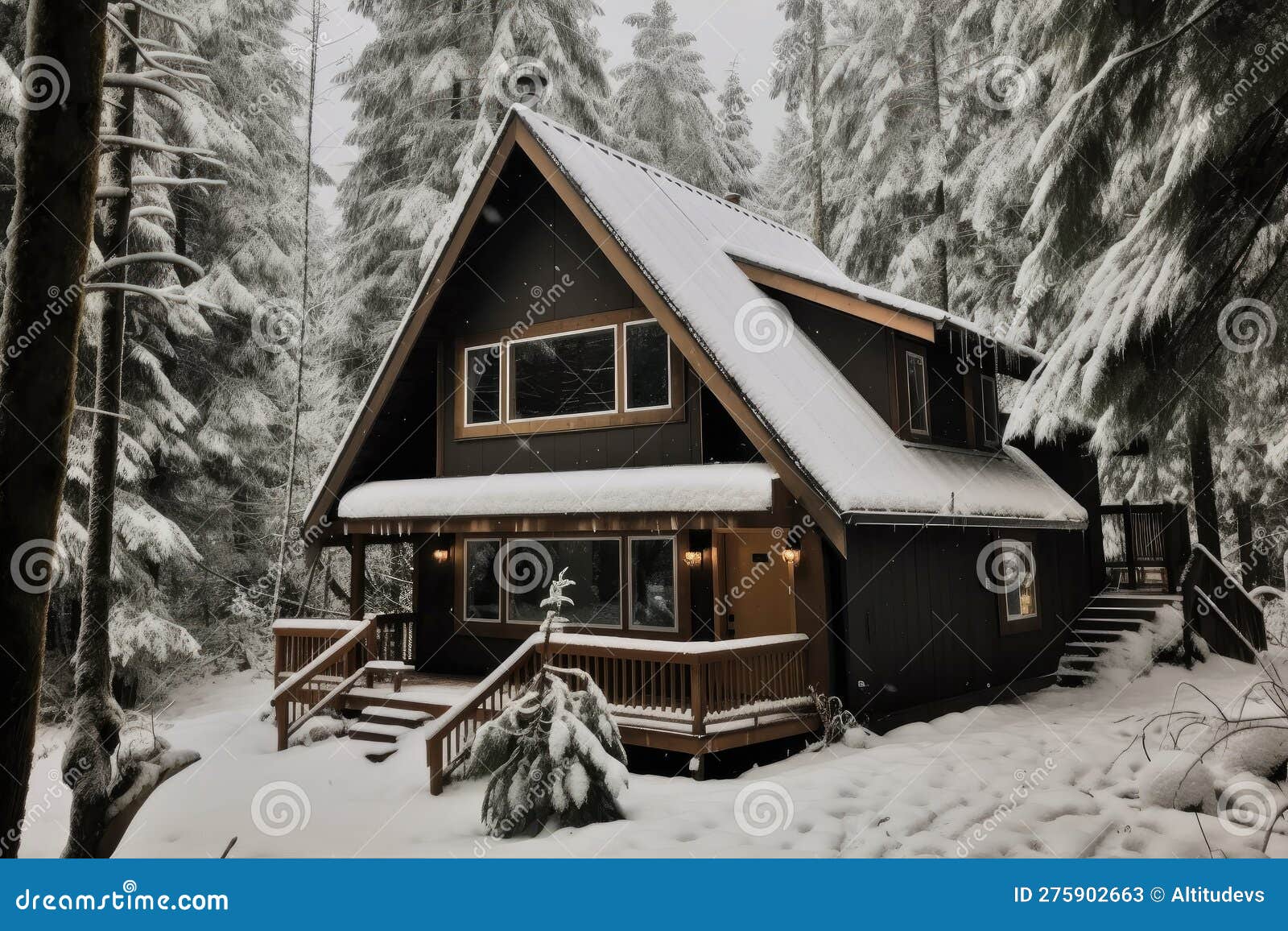 Forest Retreat with Private Cabin and Hot Spring Stock Illustration ...