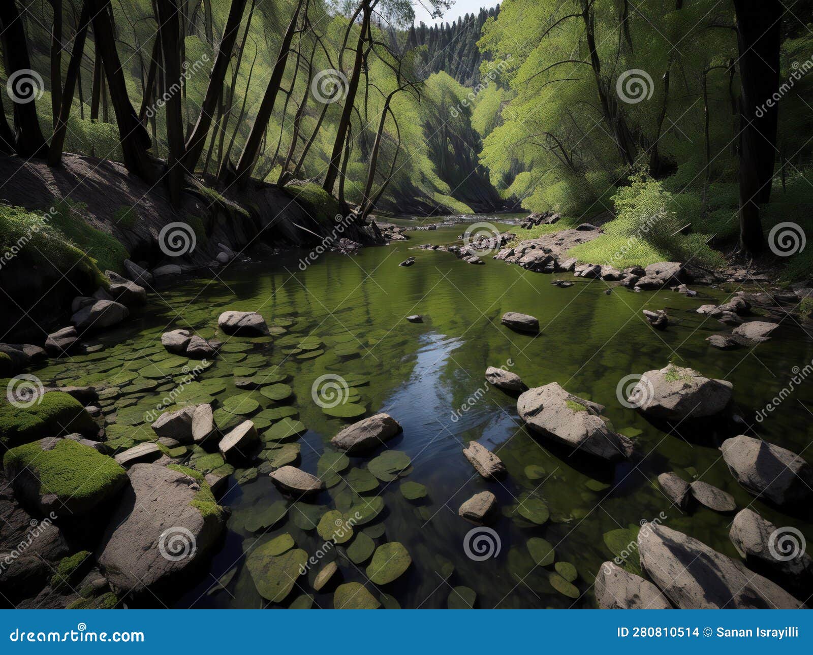 Forest River in a Beautiful Spring Day, Closeup of Photo with Soft ...