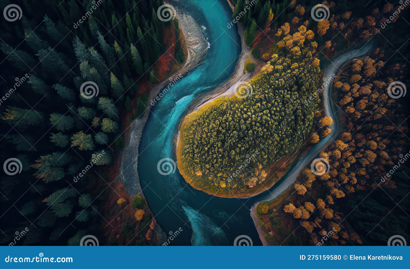 Forest and River from the Bird S Eye View, Generative AI Stock ...