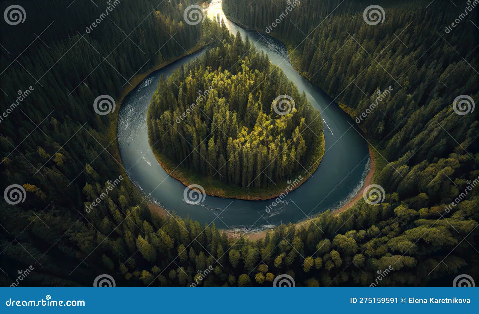 Forest and River from the Bird S Eye View, Generative AI Stock ...