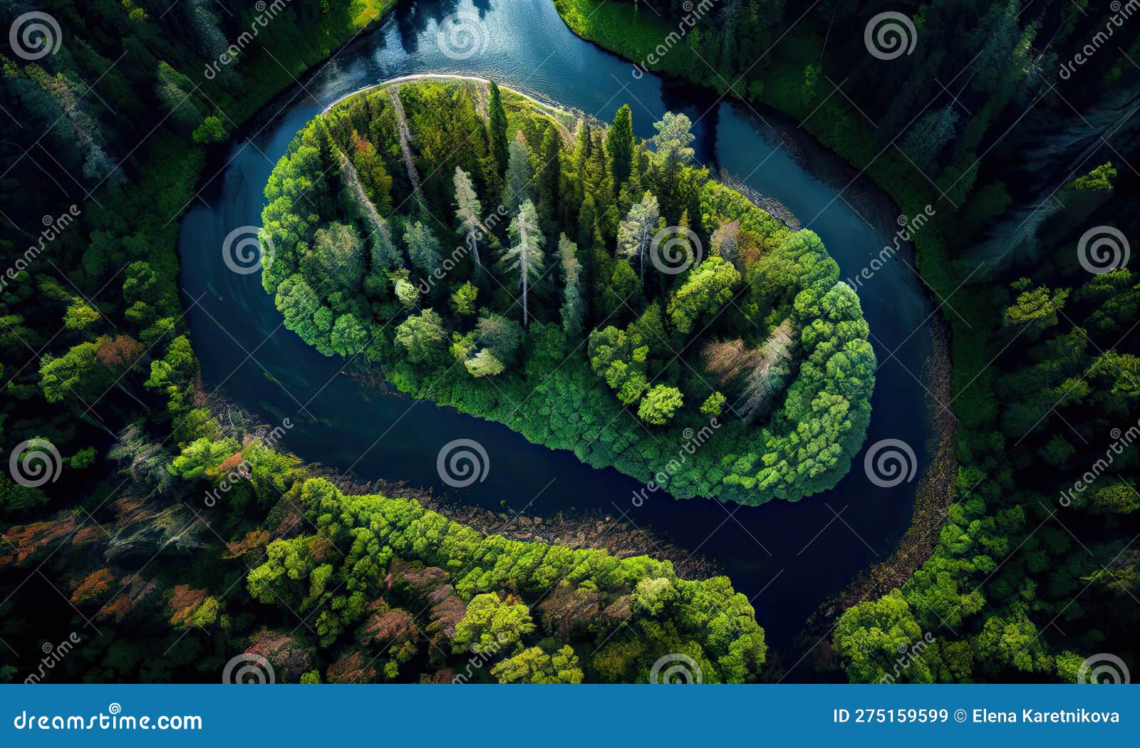 Forest and River from the Bird S Eye View, Generative AI Stock ...
