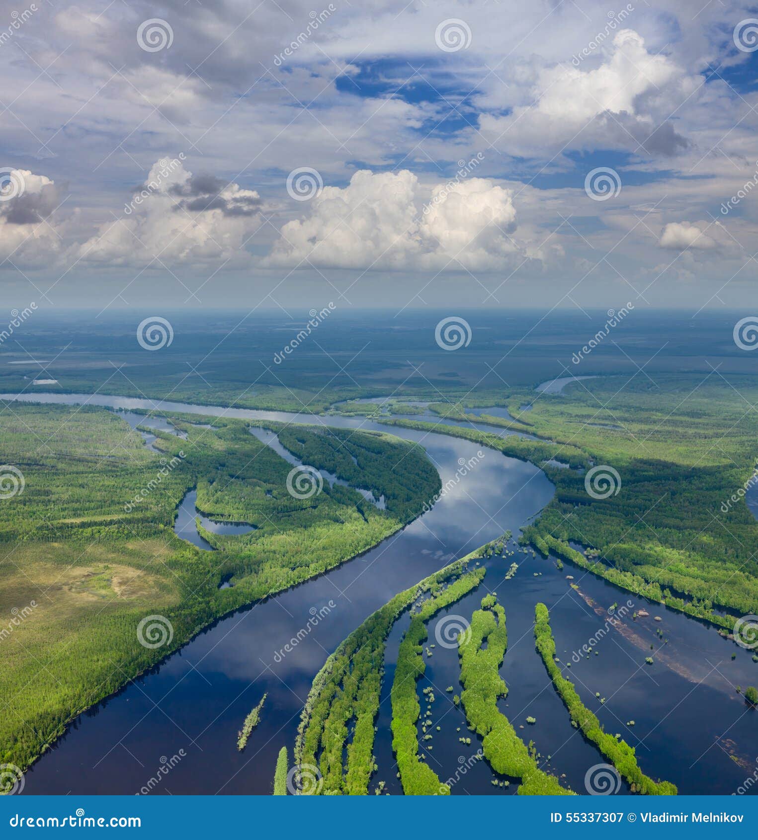 Forest River in Spring, Top View Stock Image - Image of colorful ...