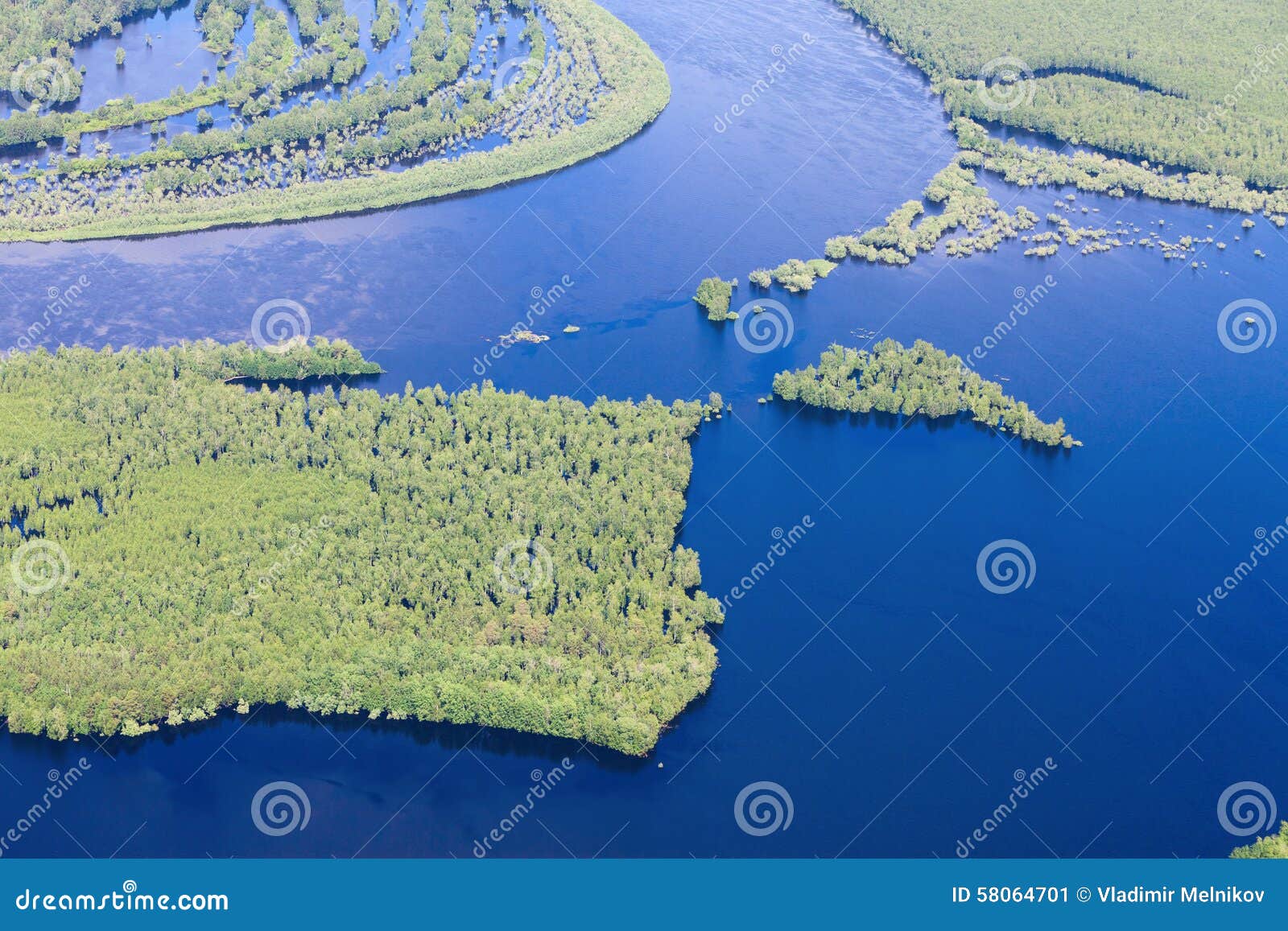 Forest River in Spring, Top View Stock Image - Image of nature, reflect ...