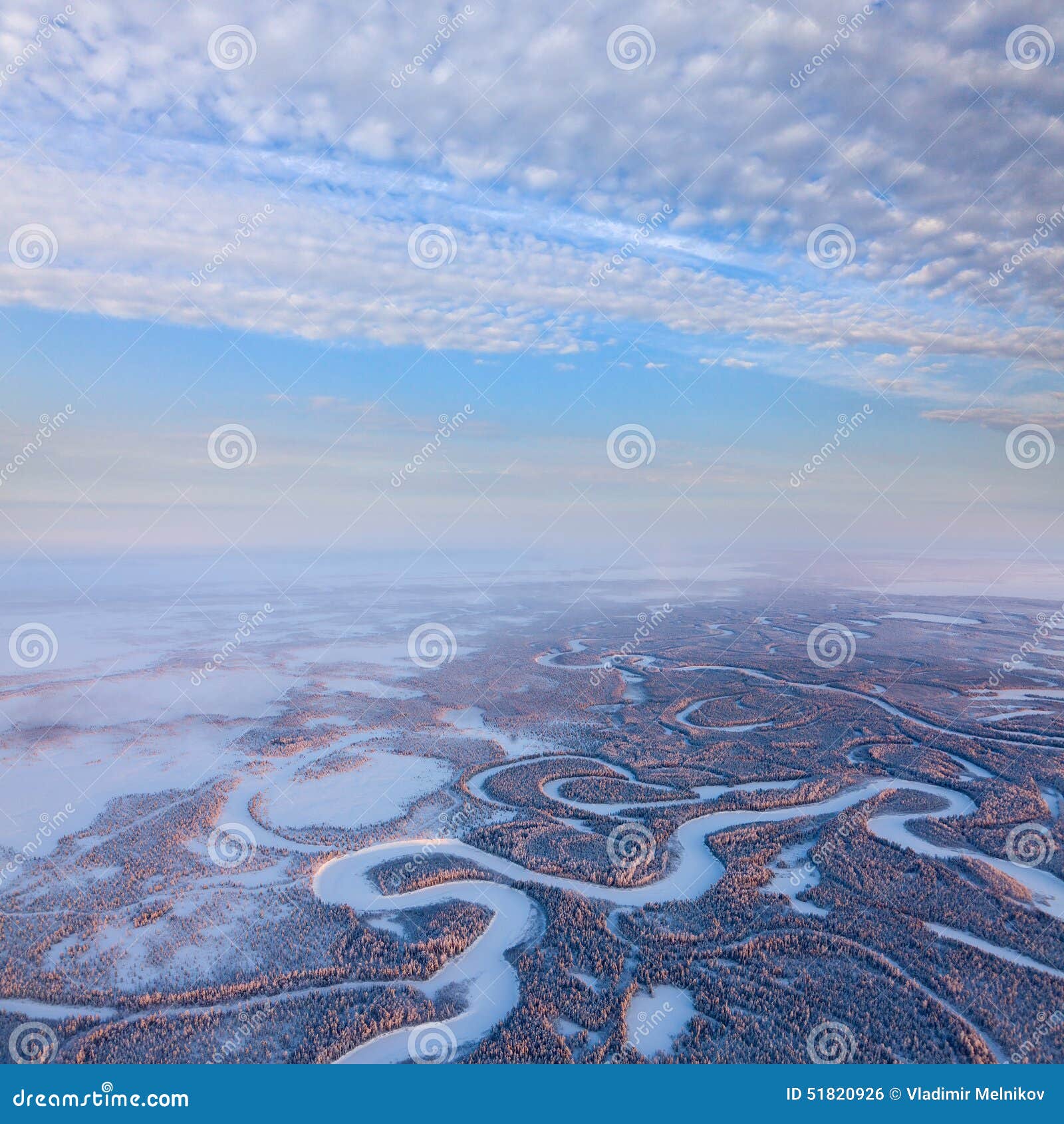 Forest River in Winter, Top View Stock Photo - Image of water, river ...