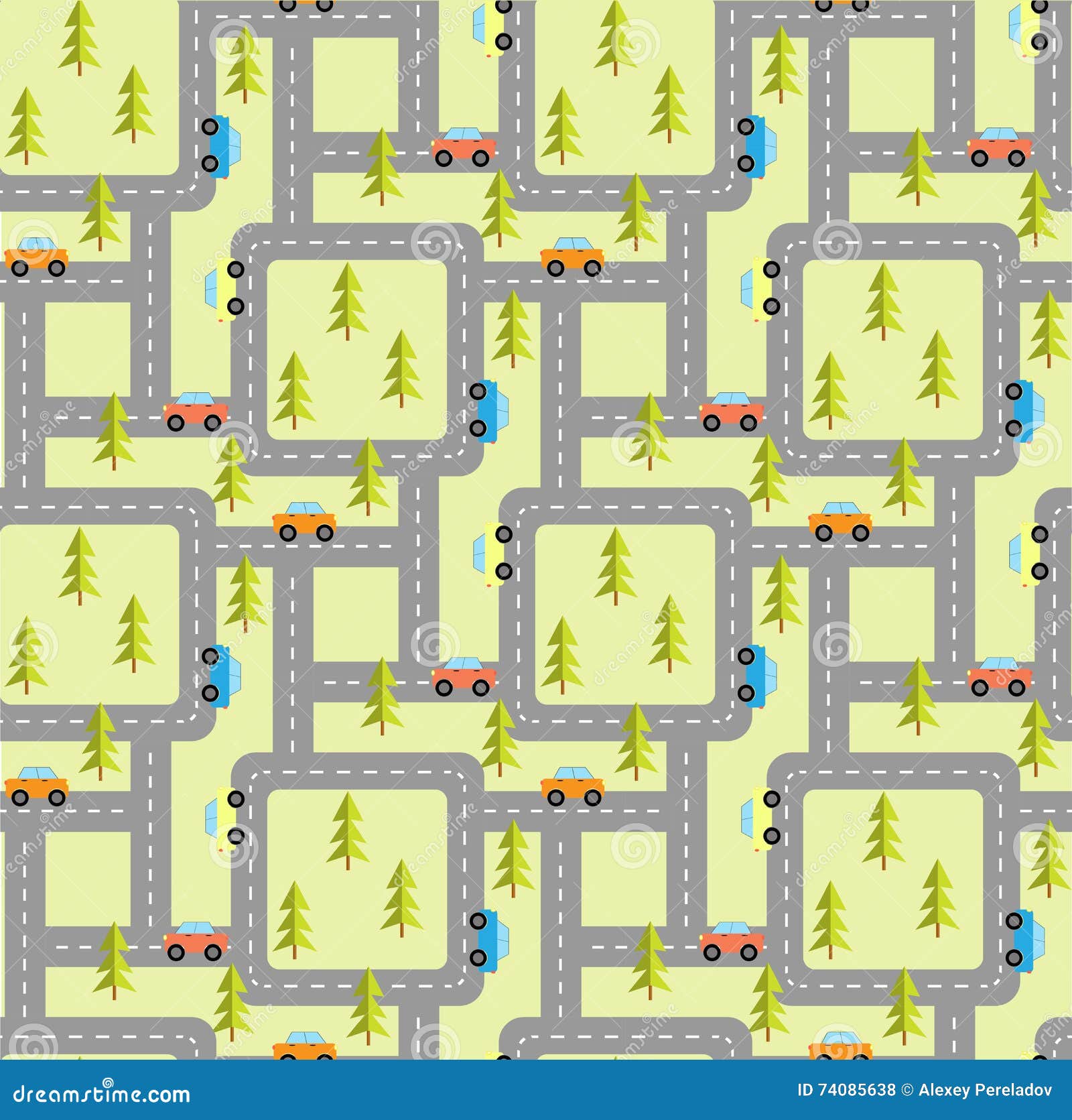 Forest Road Seamless Pattern Stock Vector - Illustration of crossroad ...