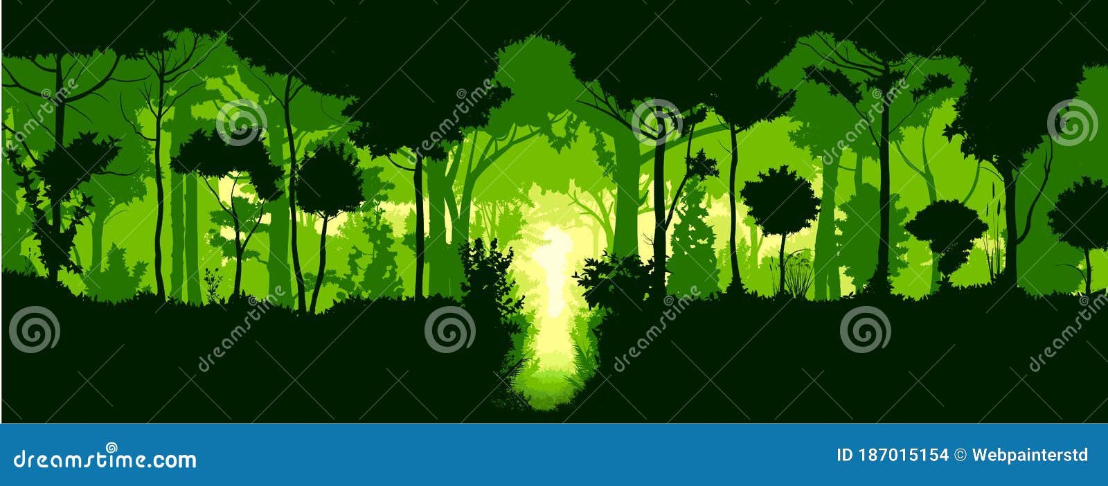 Forest Road Silhouette. Landscape with a Path. Vector Illustration ...