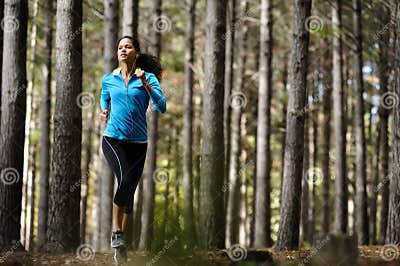 Forest running woman stock image. Image of people, alone - 25581899