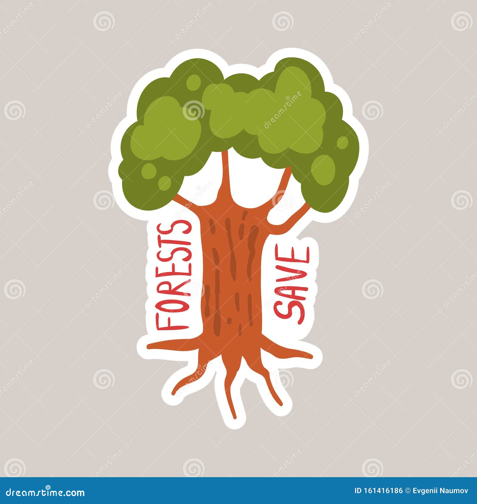 Forest Save Tagline Sticker Cartoon Vector Illustration Stock Vector ...
