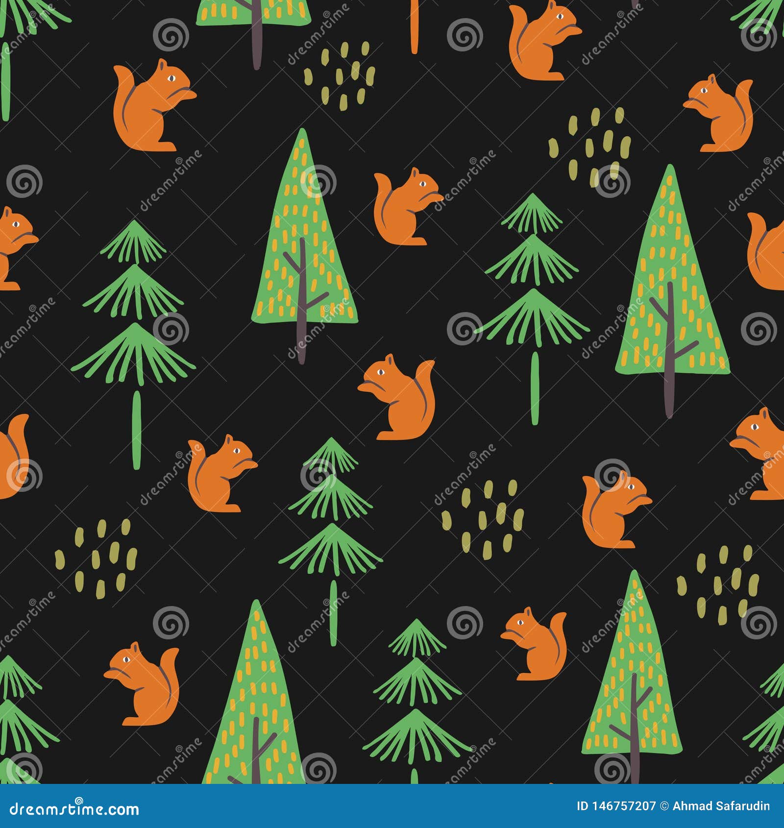 Forest Seamless Pattern with Childish Drawing Stock Vector ...