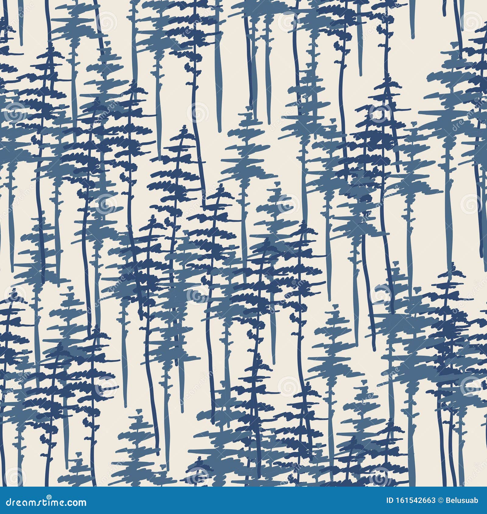 Forest Seamless Pattern, Nature, Landscape. Evergreen Coniferous Trees ...