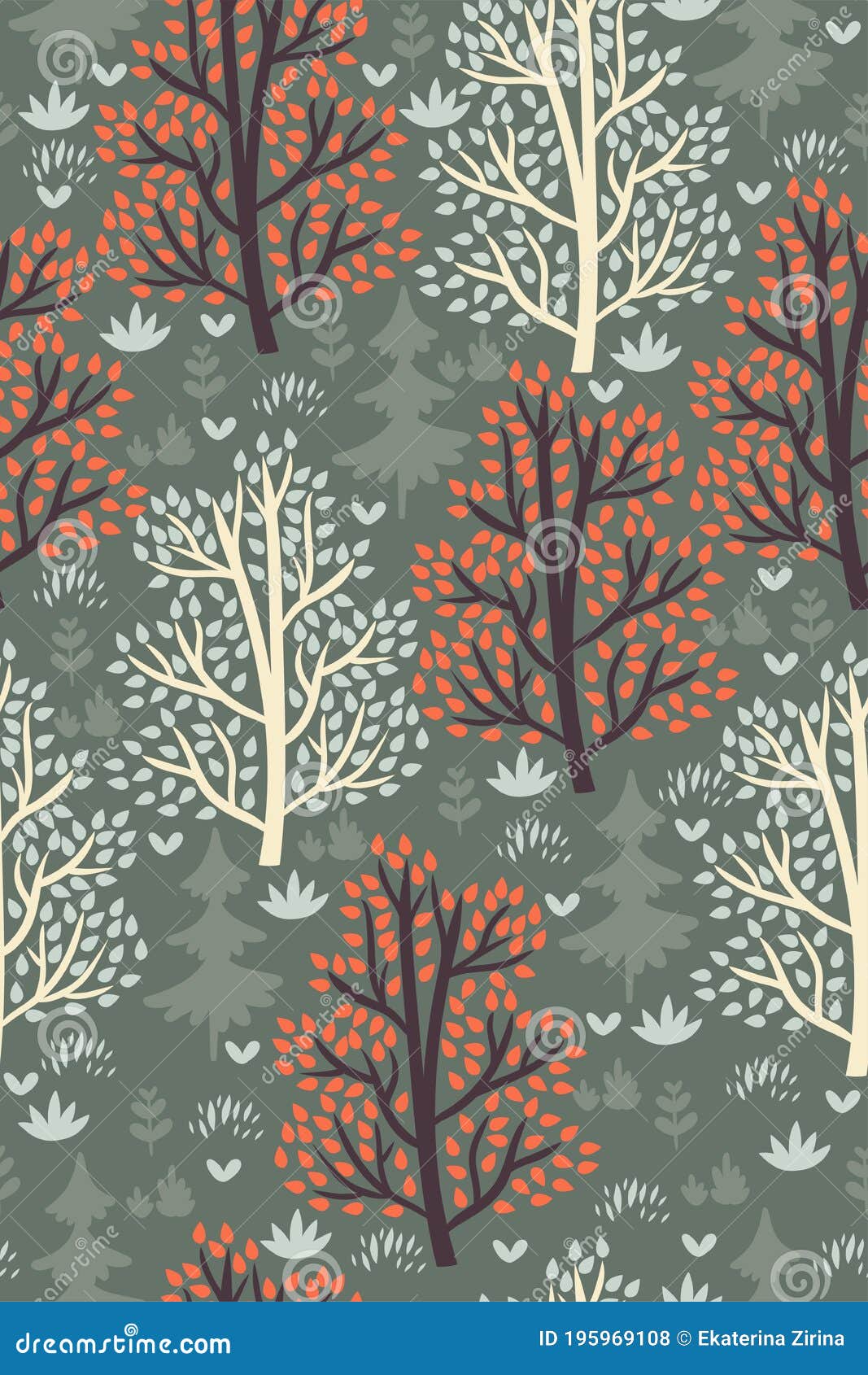 Forest Seamless Pattern with Trees. Vector Graphics Stock Photo - Image ...