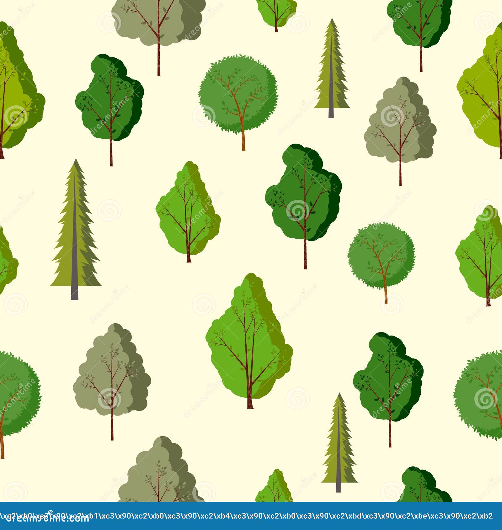 Forest Seamless Pattern with Various Type of the Trees. Stock Vector ...
