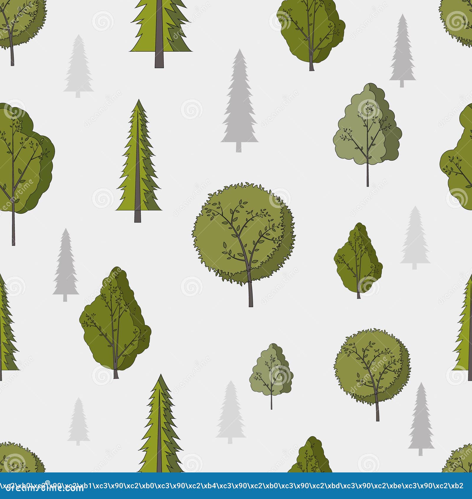 Forest Seamless Pattern with Various Type of the Trees. Stock Vector ...
